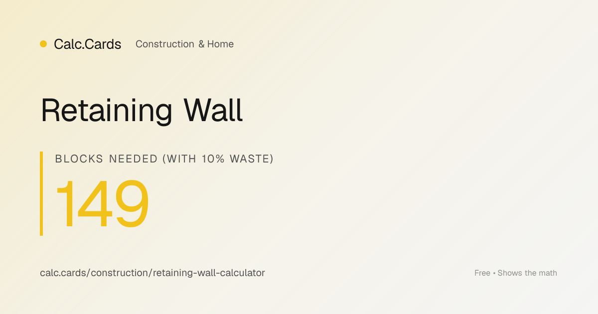 Retaining Wall Calculator: Estimate Blocks & Material Needed | Calc.Cards